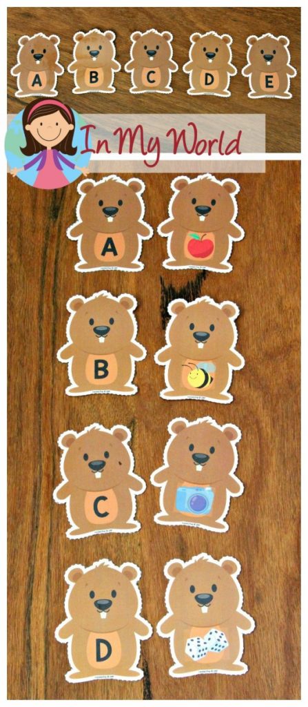 Groundhog Day Preschool Centers Beginning Sounds Match - In My World