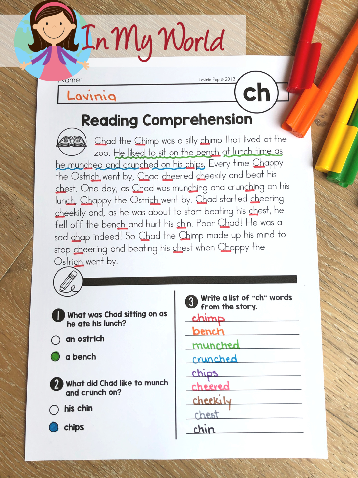 Reading comprehension In My World
