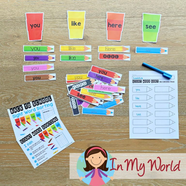 Editable Sight Word Centers: Pencils Word Sort - In My World