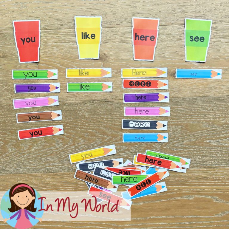 Editable Sight Word Centers: Pencils Word Sort - In My World