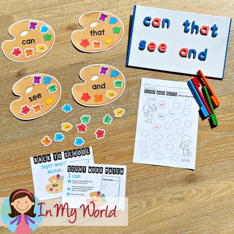 Editable Sight Word Centers: Sight Word Paint Palettes - In My World