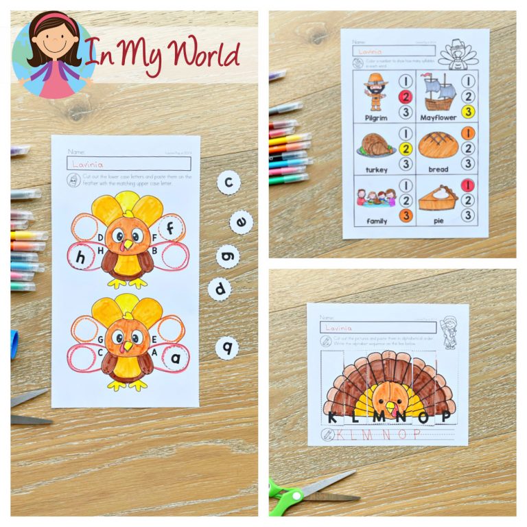 Thanksgiving No Prep Math & Literacy Worksheets for Kindergarten - In ...