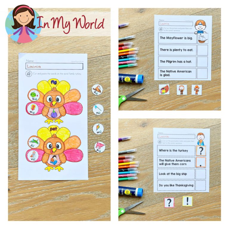 Thanksgiving No Prep Math & Literacy Worksheets for Kindergarten - In ...
