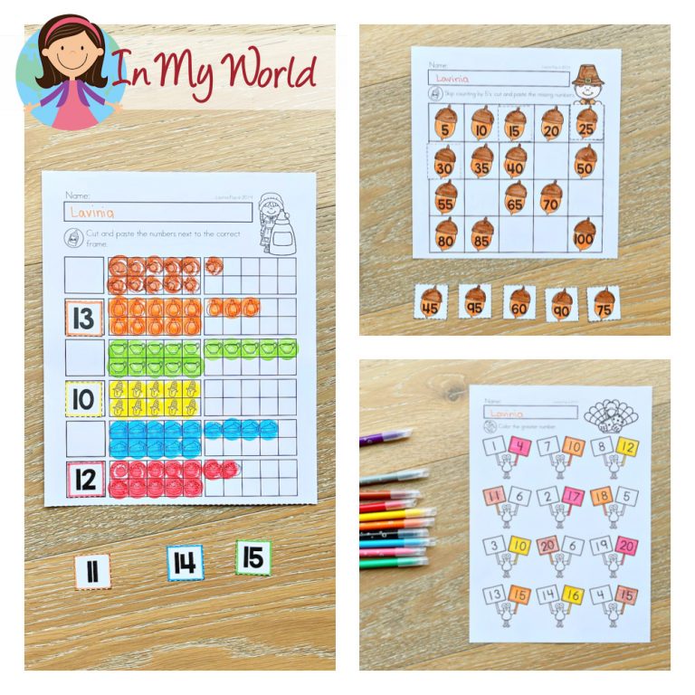 Thanksgiving No Prep Math & Literacy Worksheets for Kindergarten - In ...
