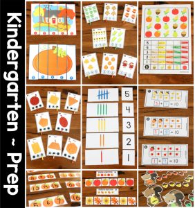 Autumn Math Centers for Kindergarten - In My World