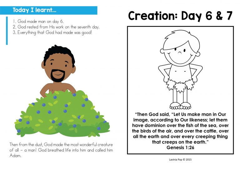 Sunday School Creation: Day 6, Man and Day 7, Day of Rest - In My World