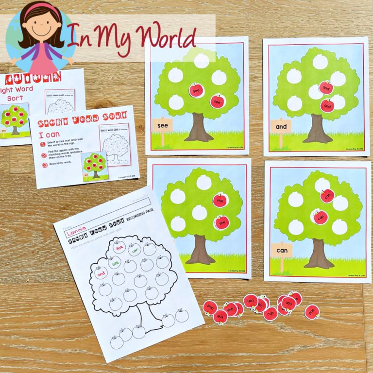 Editable Sight Word Centers: Sight Word Apple Trees - In My World