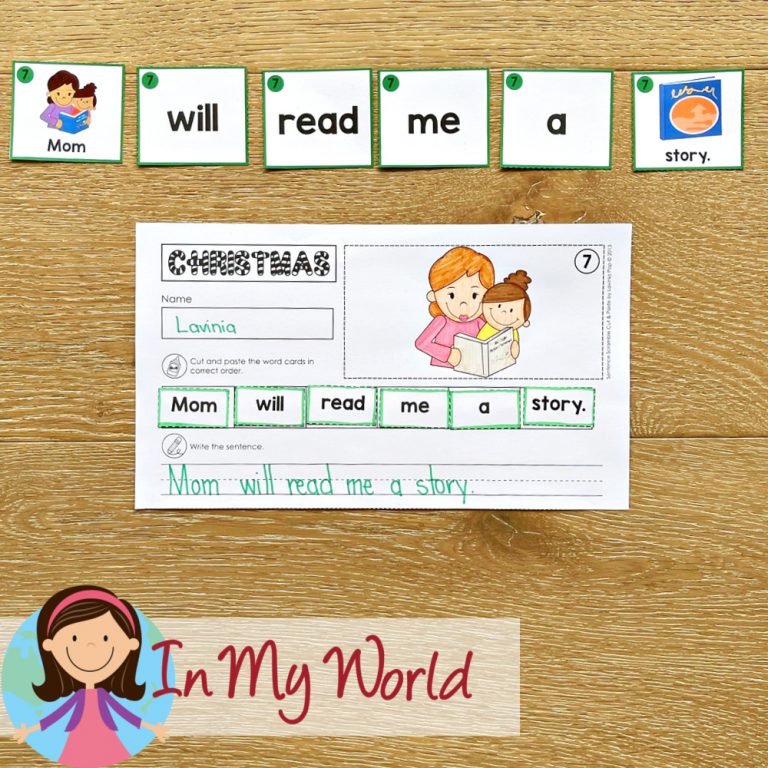Christmas Sentence Scramble with Cut and Paste Worksheets - In My World