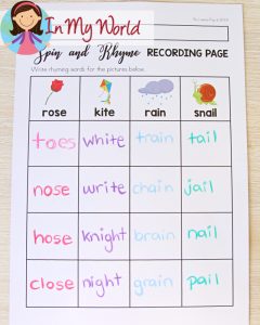 Spring Literacy Centers for Kindergarten - In My World