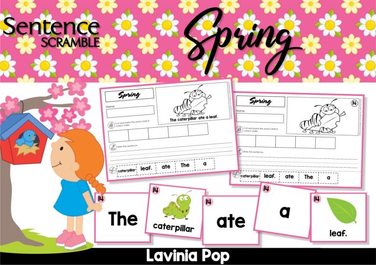 Spring Sentence Scramble with Cut and Paste Worksheets - In My World