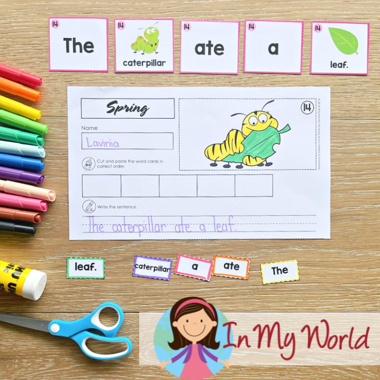 Spring Sentence Scramble with Cut and Paste Worksheets - In My World