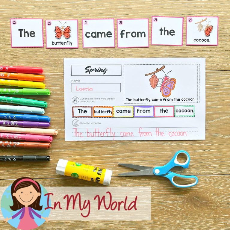 Spring Sentence Scramble with Cut and Paste Worksheets - In My World