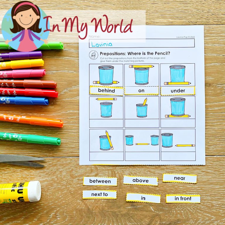 First-Grade-Worksheets-Prepositions - In My World