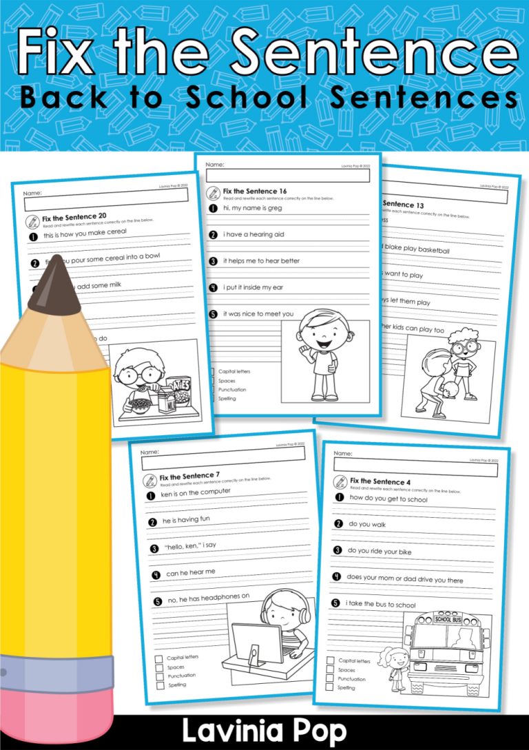 Fix the Sentence Back to School: Capitalization & Punctuation - In My World