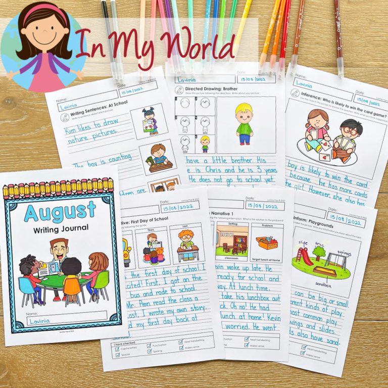 Writing Journal: Prompts for August | Back to School - In My World