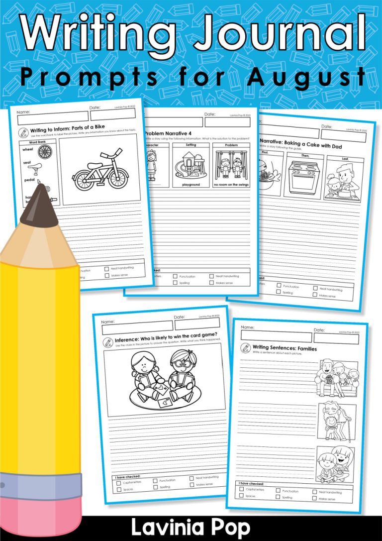 Writing Journal: Prompts for August | Back to School - In My World