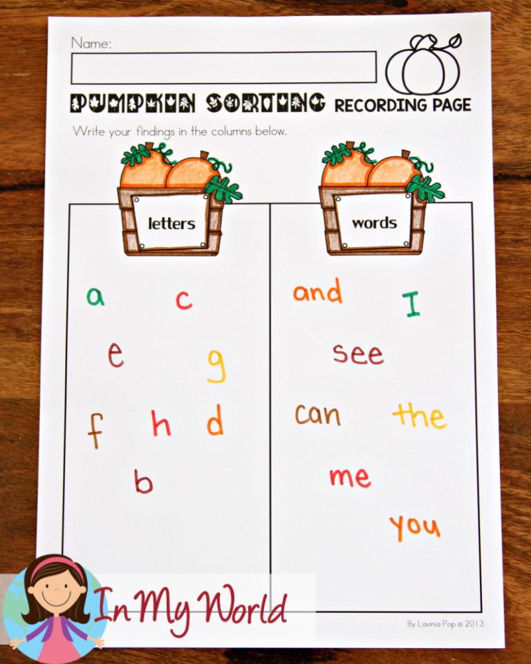Autumn Literacy Centers for Kindergarten - In My World