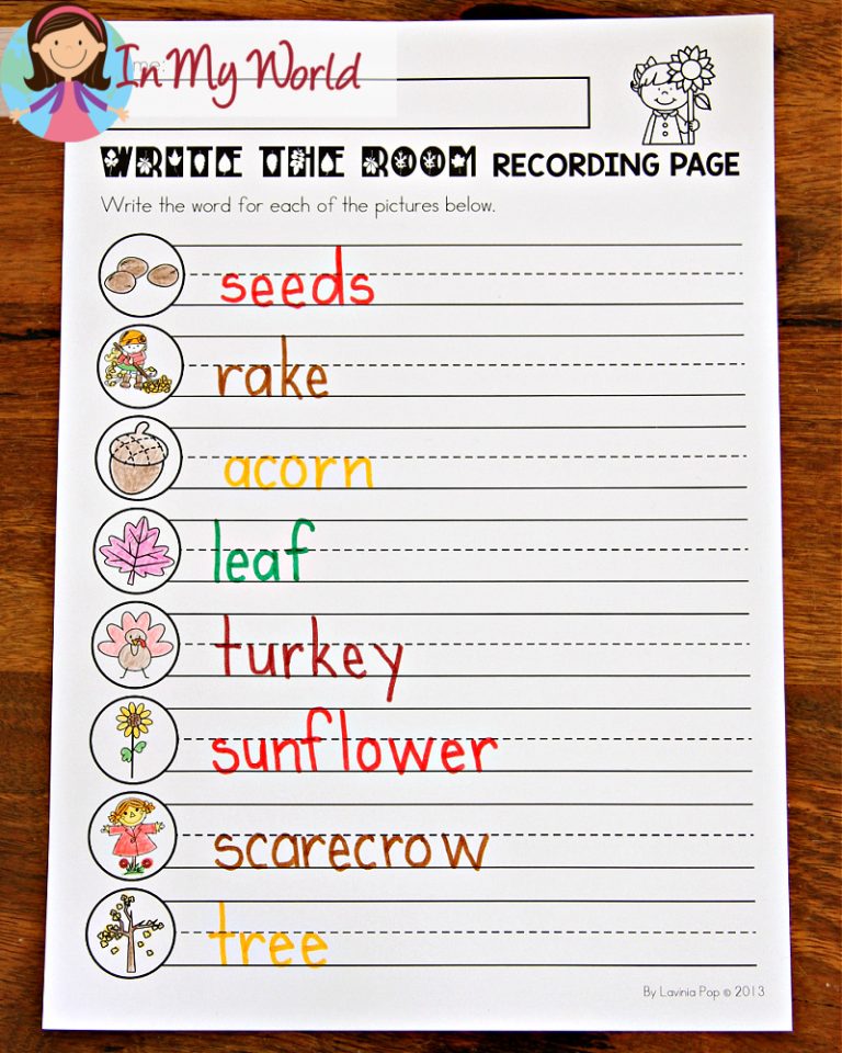 Autumn Literacy Centers for Kindergarten - In My World