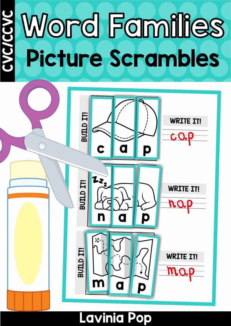 CVC Word Family Picture Scrambles FREE SAMPLER - In My World
