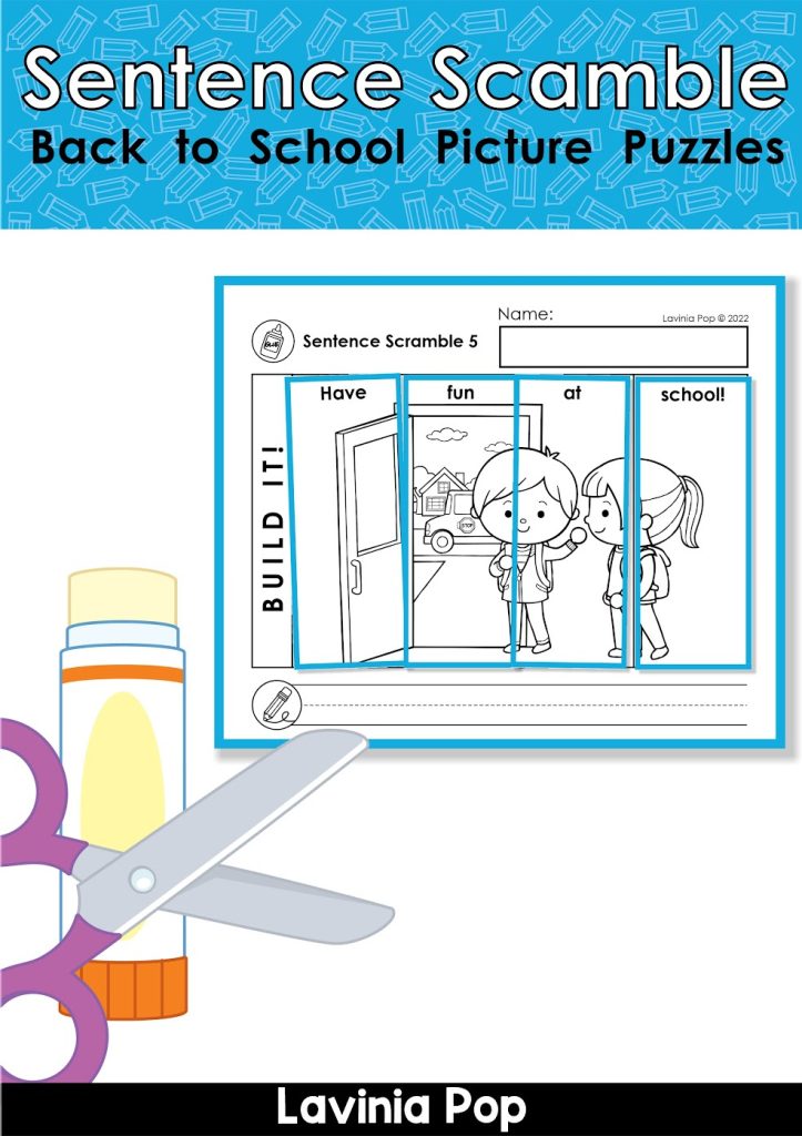 Sentence Building Activity: Back to School Picture Scramble - In My World