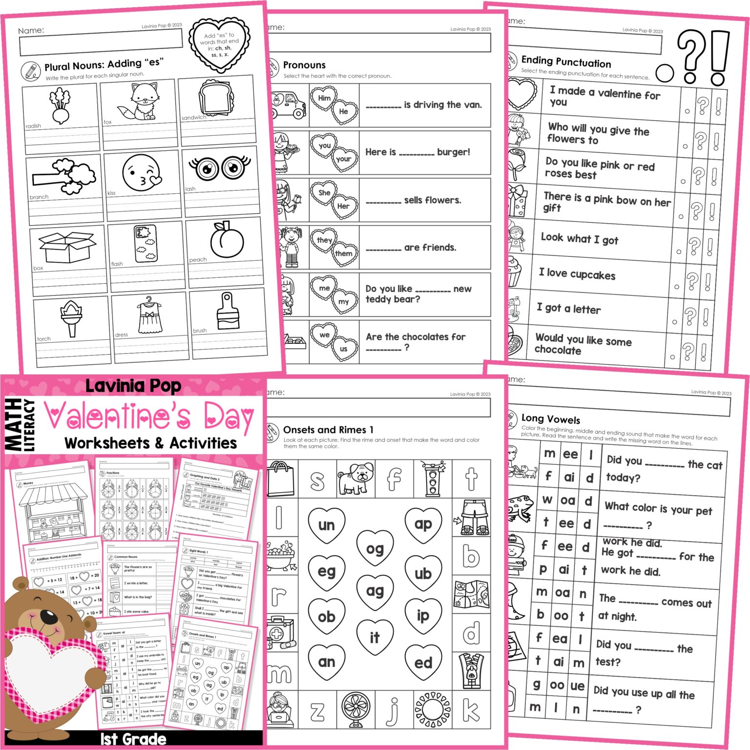 FREE Valentine's Day 1st Grade Worksheets and Activities No Prep ...