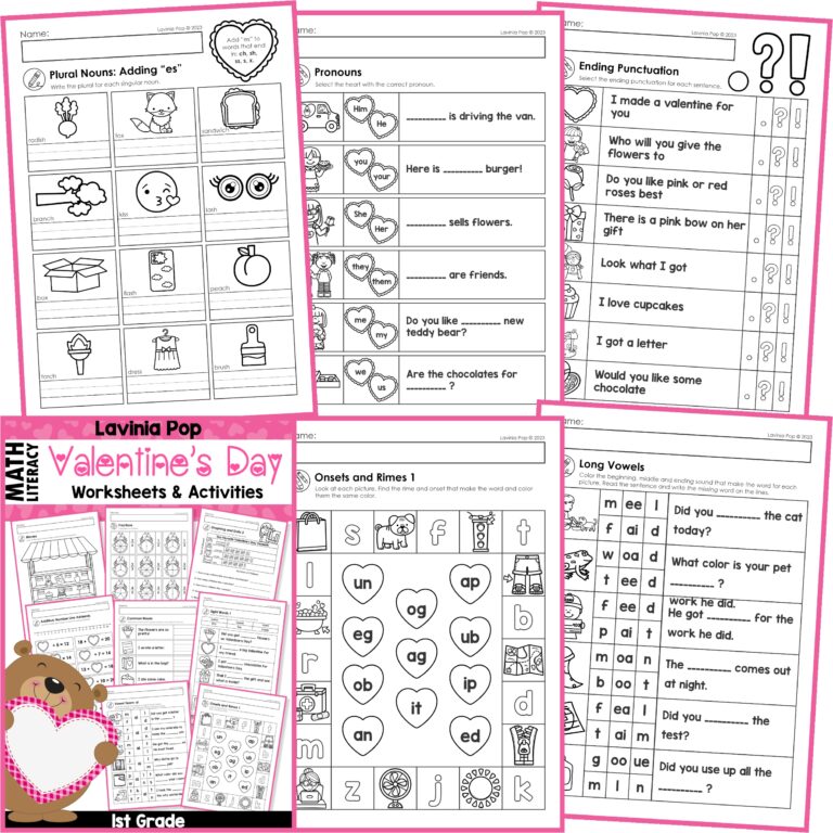 FREE Valentine's Day 1st Grade Worksheets and Activities No Prep ...