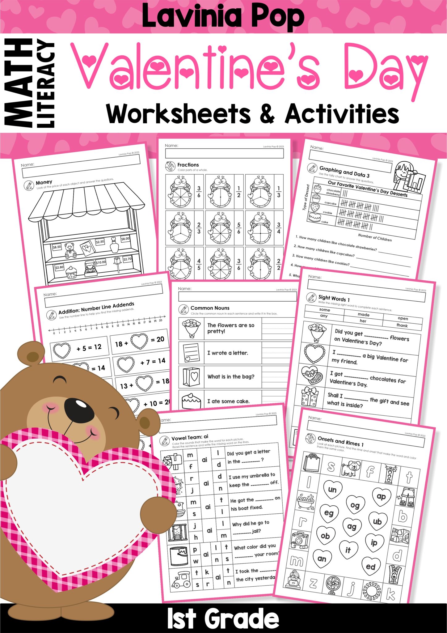 FREE Valentine's Day 1st Grade Worksheets and Activities No Prep ...