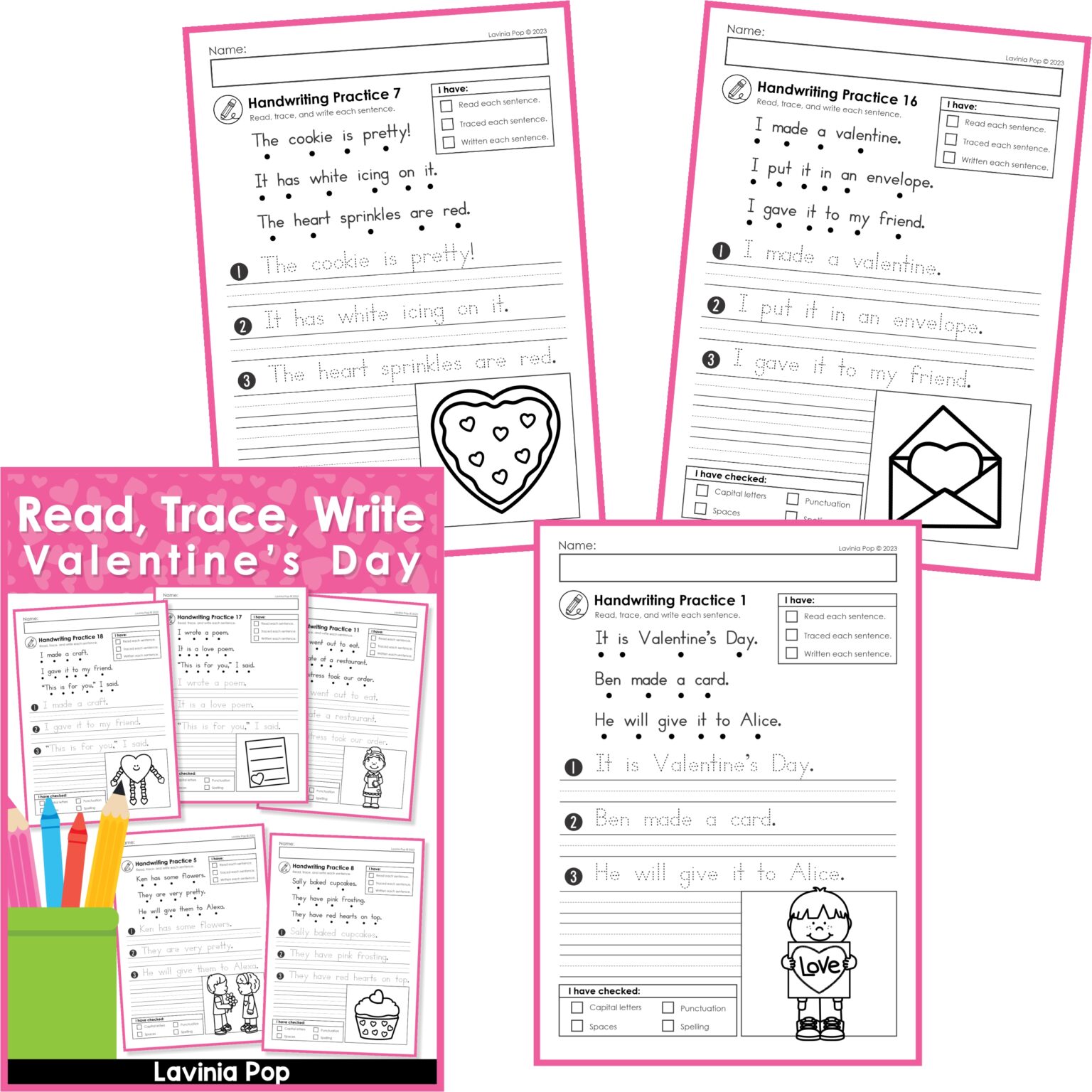 FREE Read, Trace, Write Handwriting: Valentine's Day - In My World