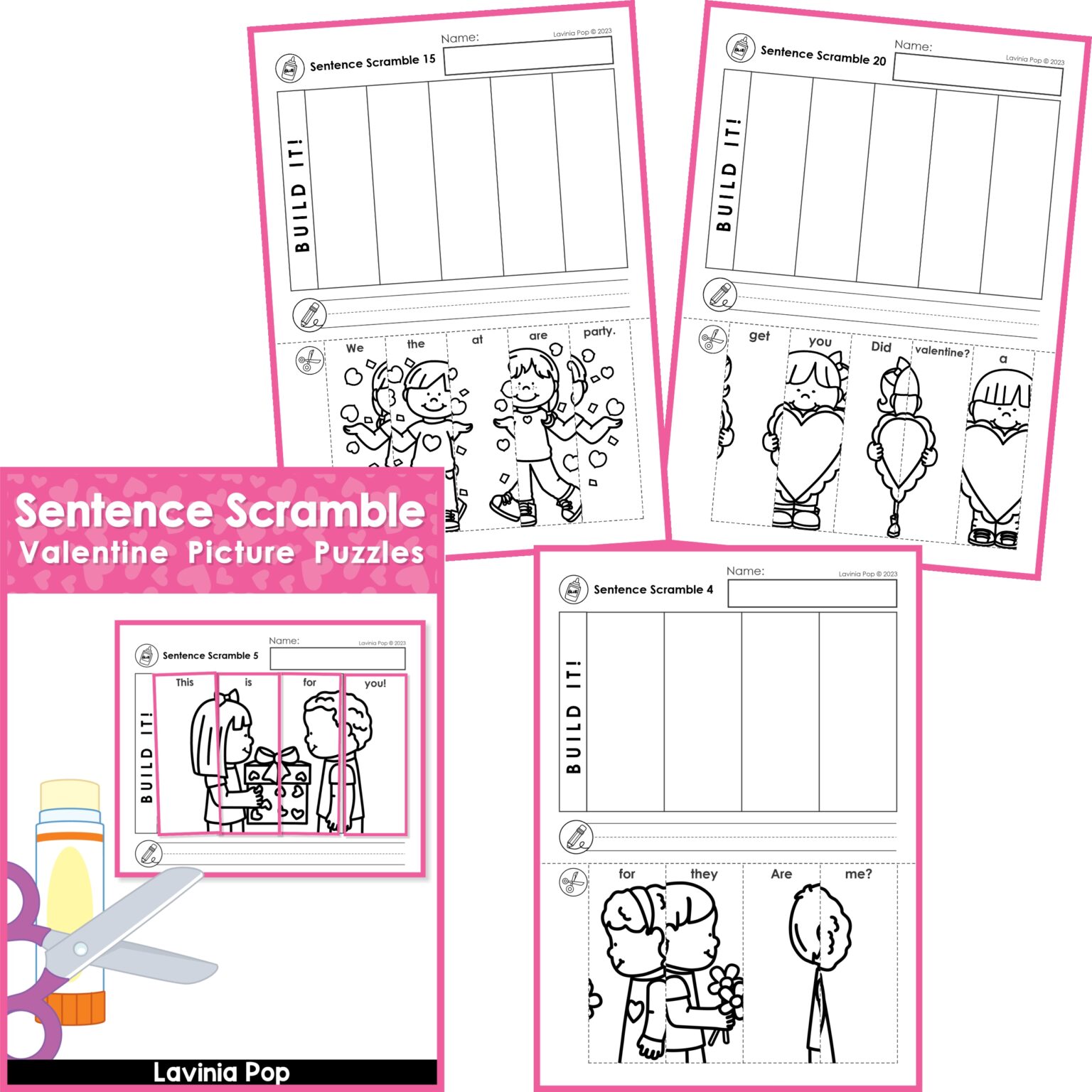 FREE Sentence Scramble: Valentine's Day Sentence Building Picture ...