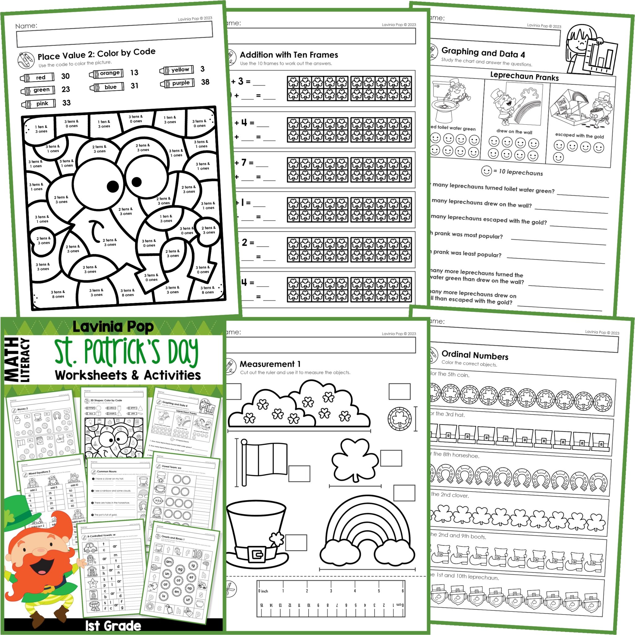 FREE St. Patrick's Day 1st Grade Worksheets and Activities No Prep ...