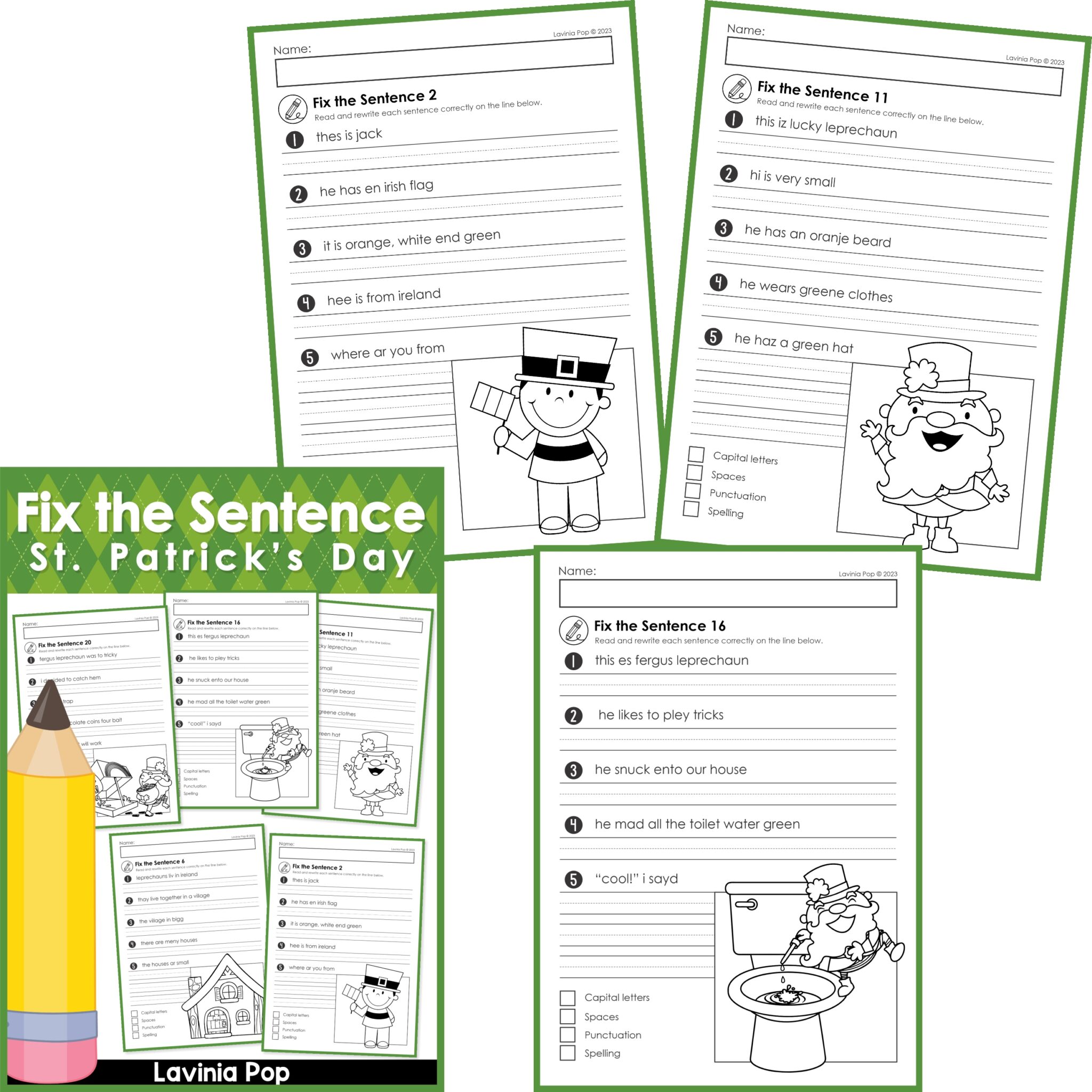 FREE Fix the Sentence: St. Patrick's Day - In My World