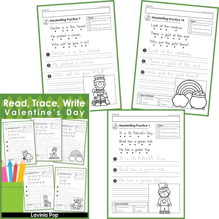 FREE Read, Trace, Write Handwriting: St. Patrick's Day - In My World