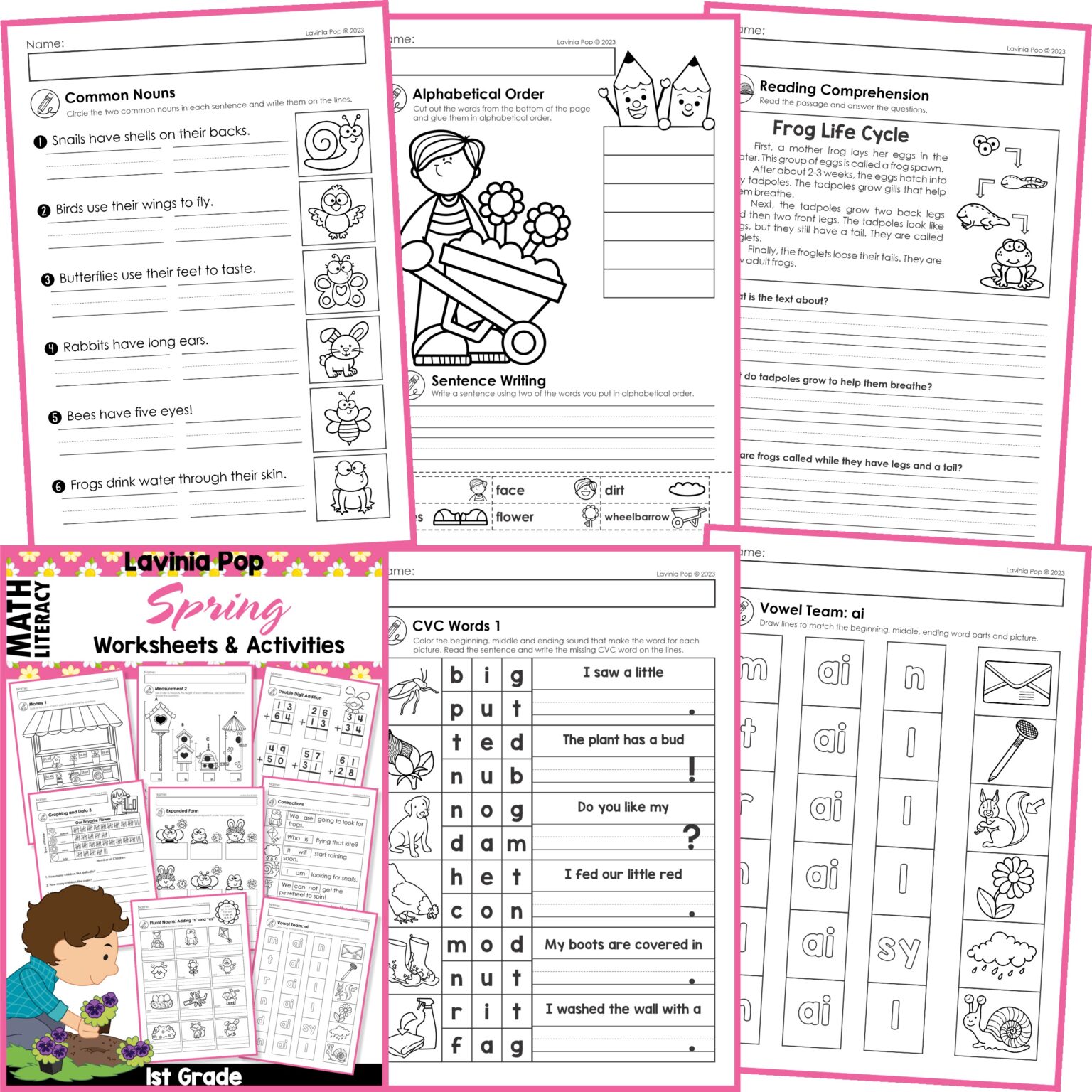 FREE Spring 1st Grade Worksheets and Activities No Prep | First Grade ...