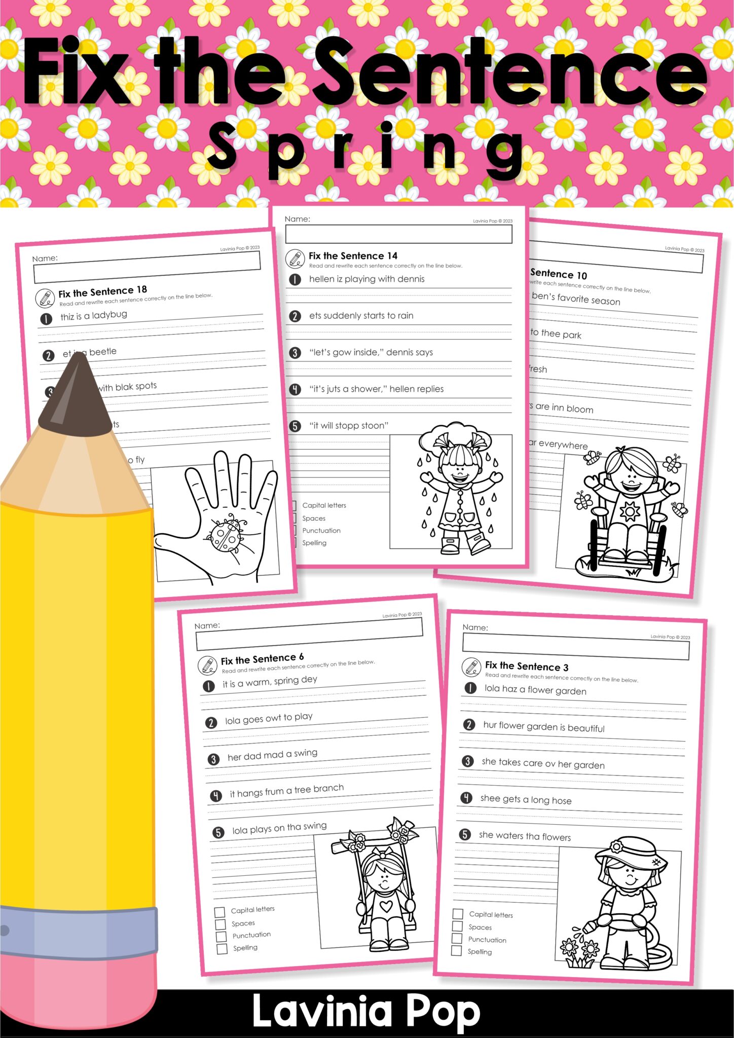 FREE Fix the Sentence: Spring - In My World