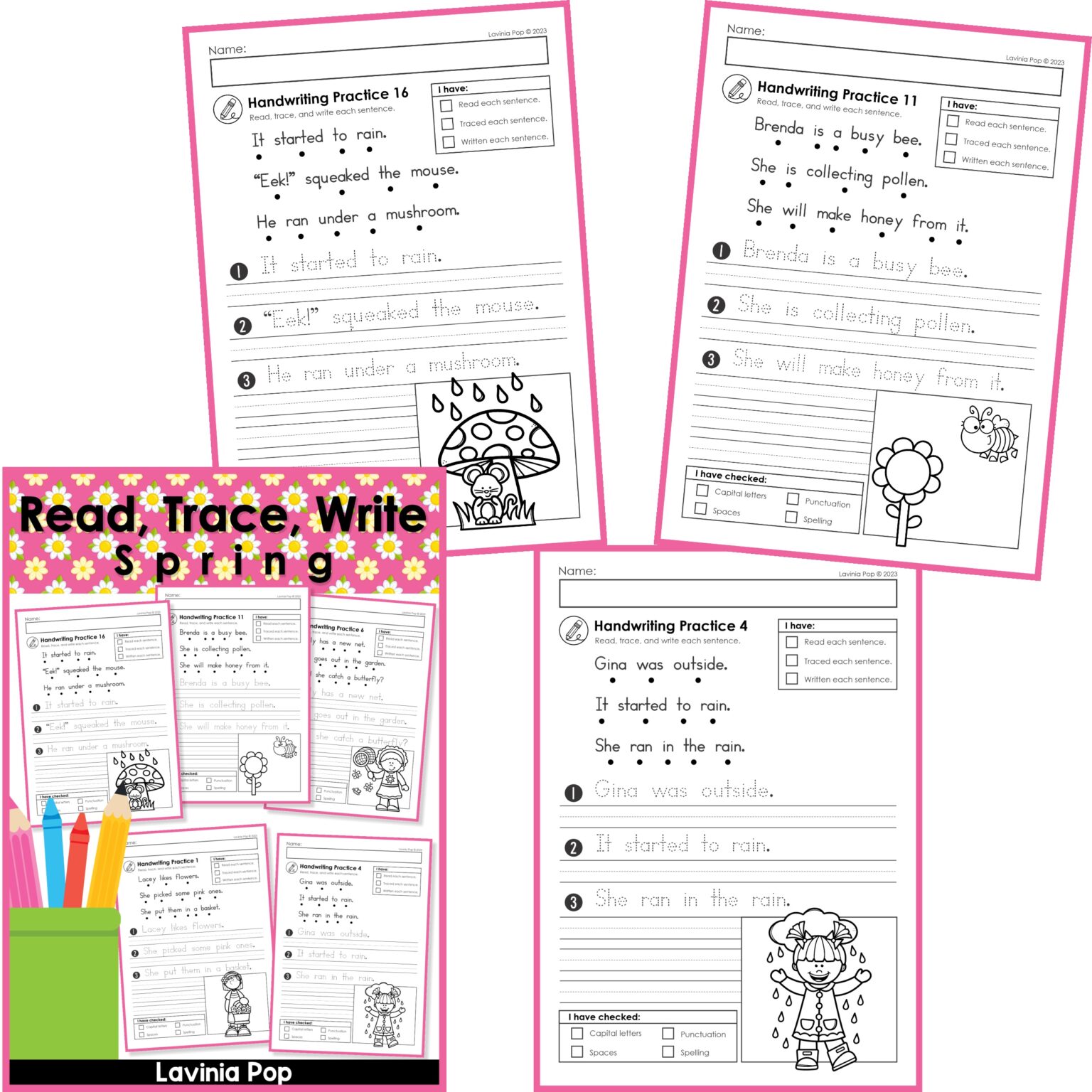 FREE Read, Trace, Write Handwriting: Spring - In My World