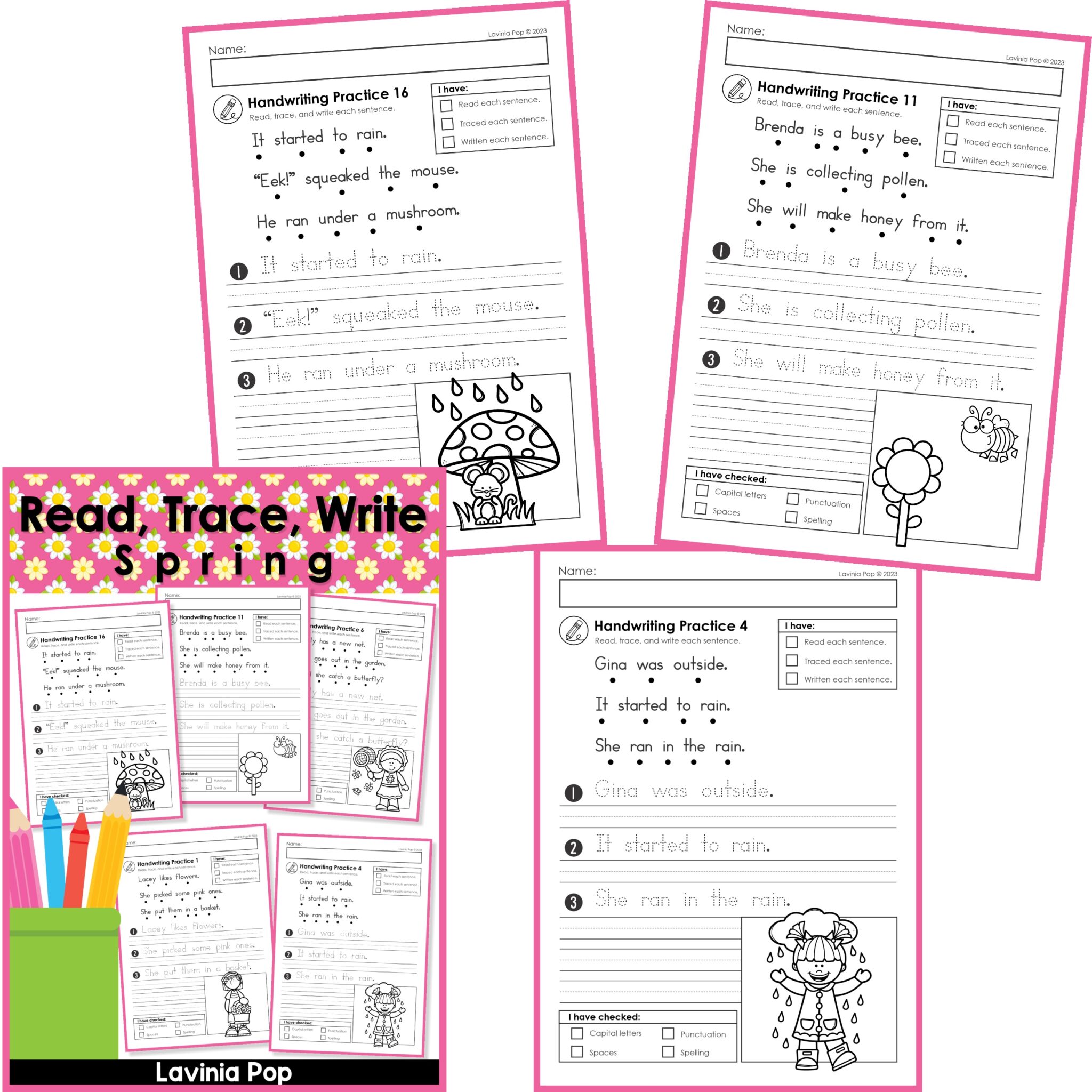 FREE Read, Trace, Write Handwriting: Spring - In My World