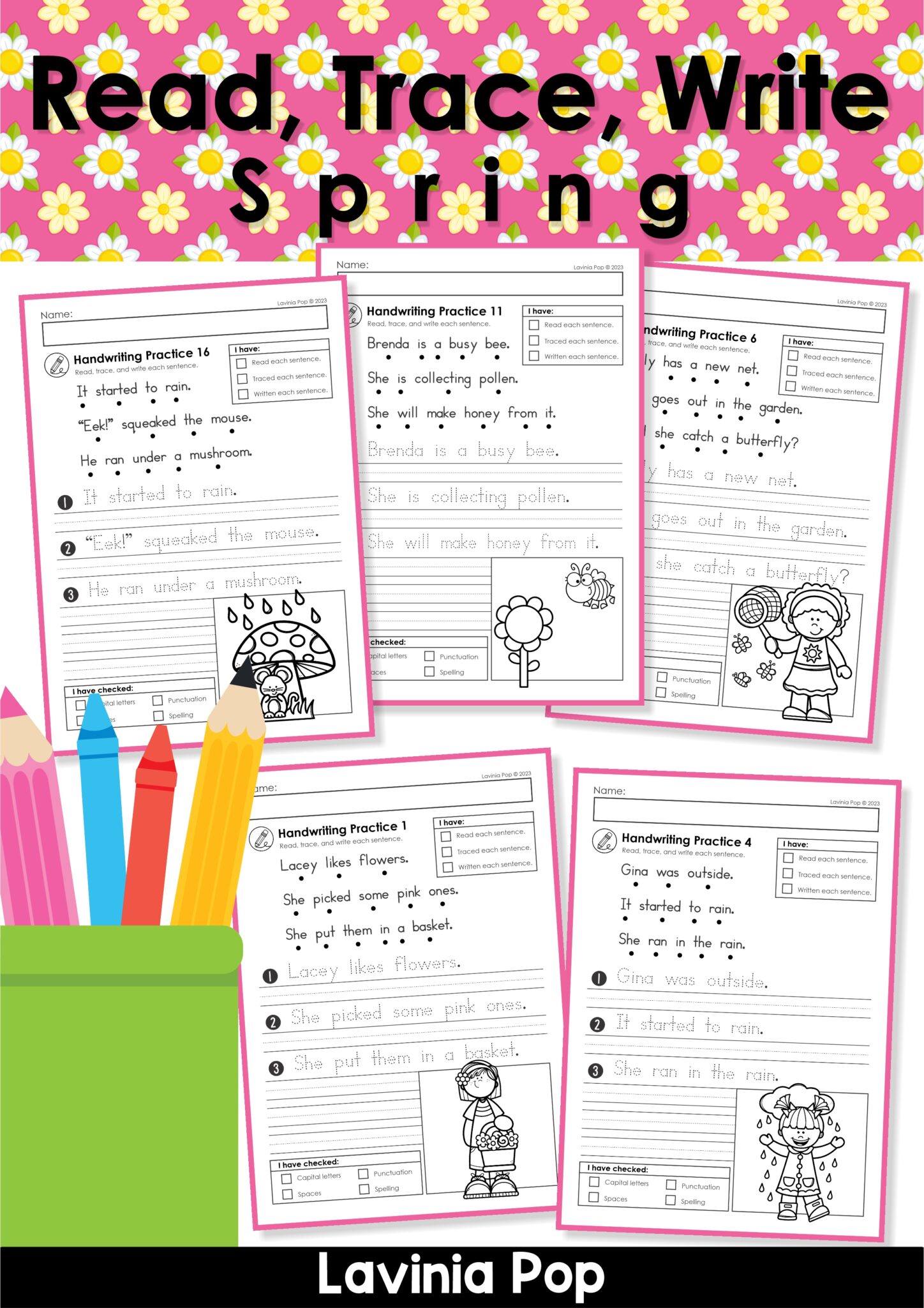 FREE Read, Trace, Write Handwriting: Spring - In My World