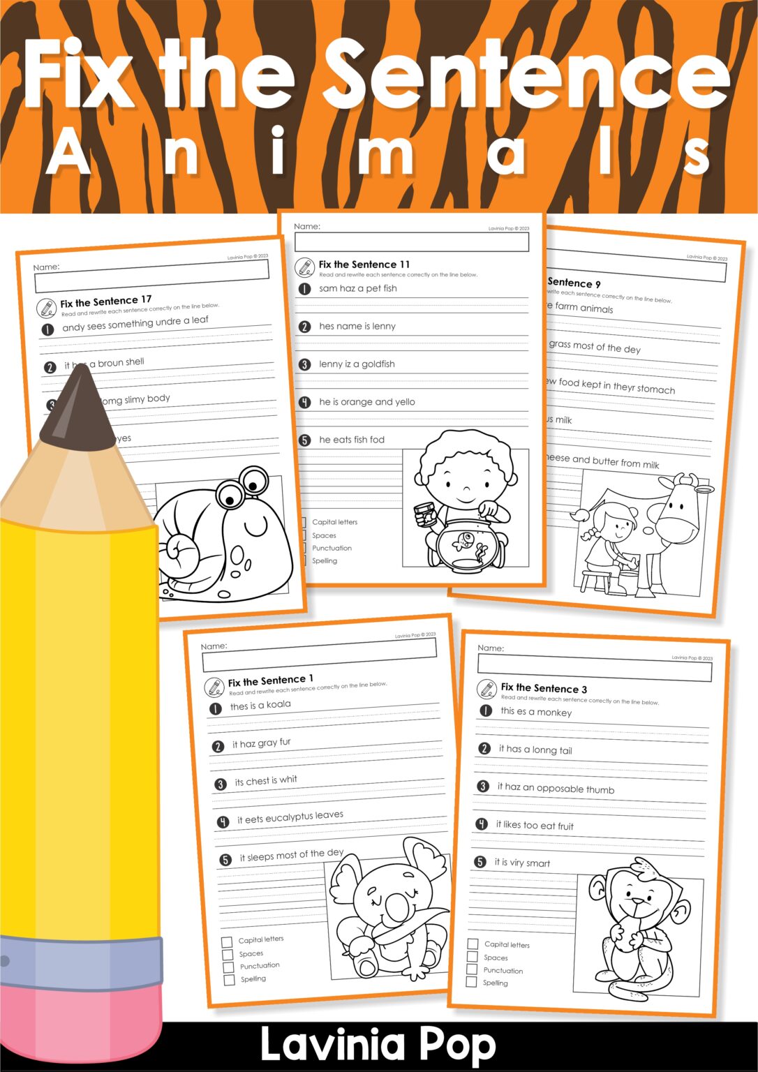 FREE Fix the Sentence: Animals - In My World