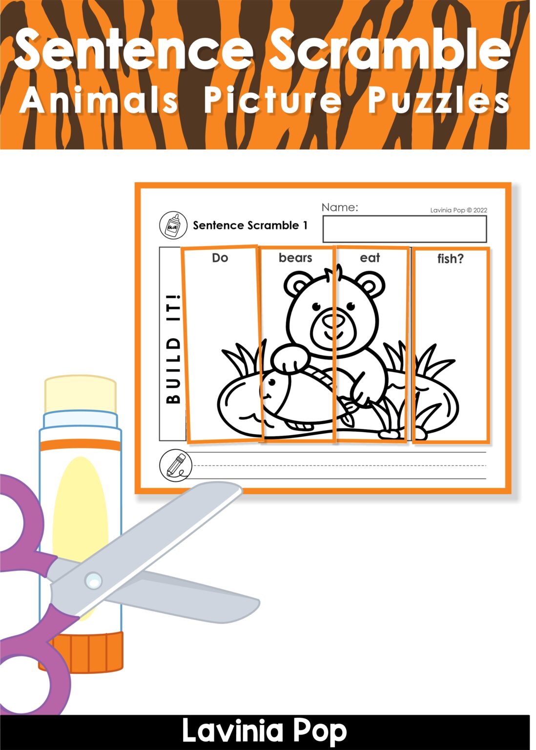 FREE Sentence Scramble: Animals Sentence Building Picture Puzzles - In ...
