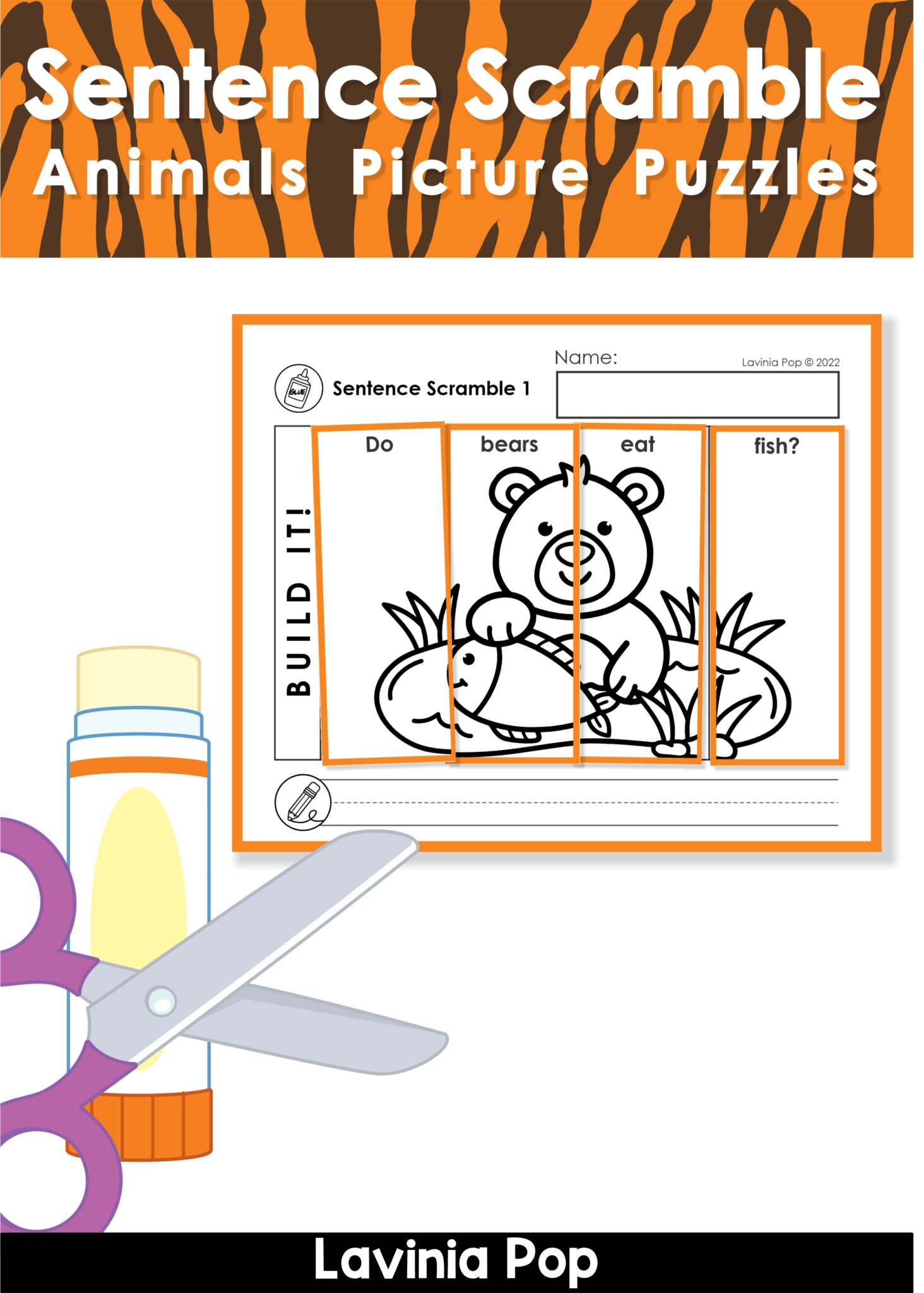 FREE Sentence Scramble: Animals Sentence Building Picture Puzzles - In ...