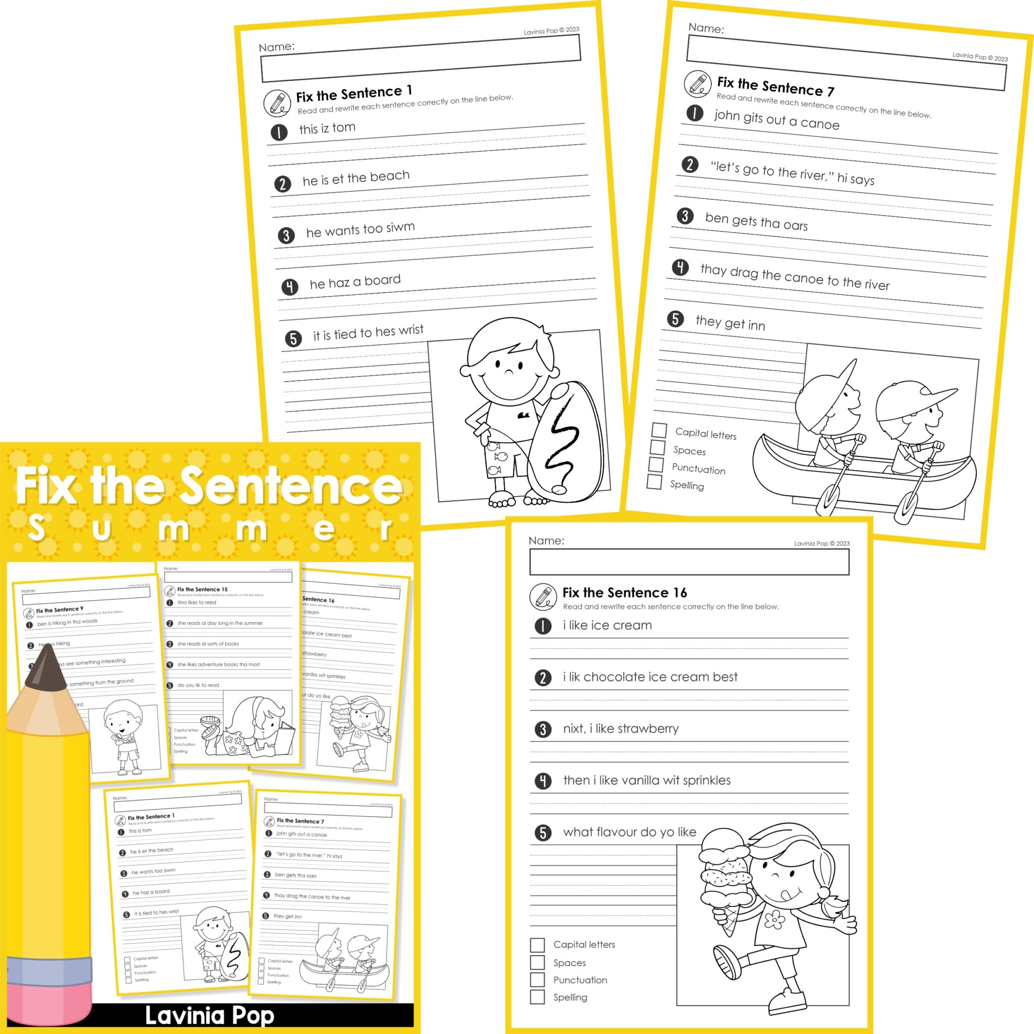 FREE Fix the Sentence: Summer - In My World