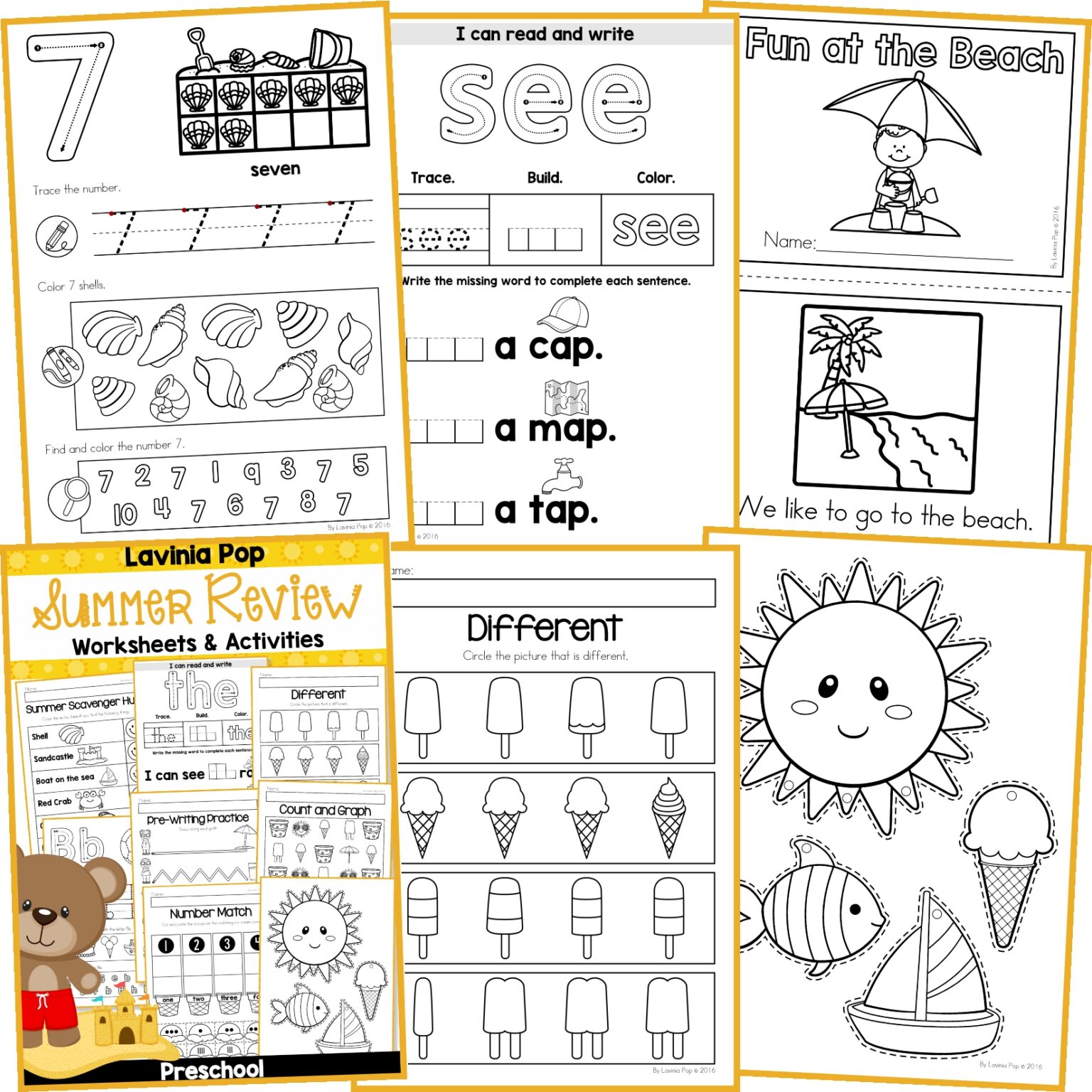 FREE Preschool Summer Review Worksheets and Activities No Prep - In My ...
