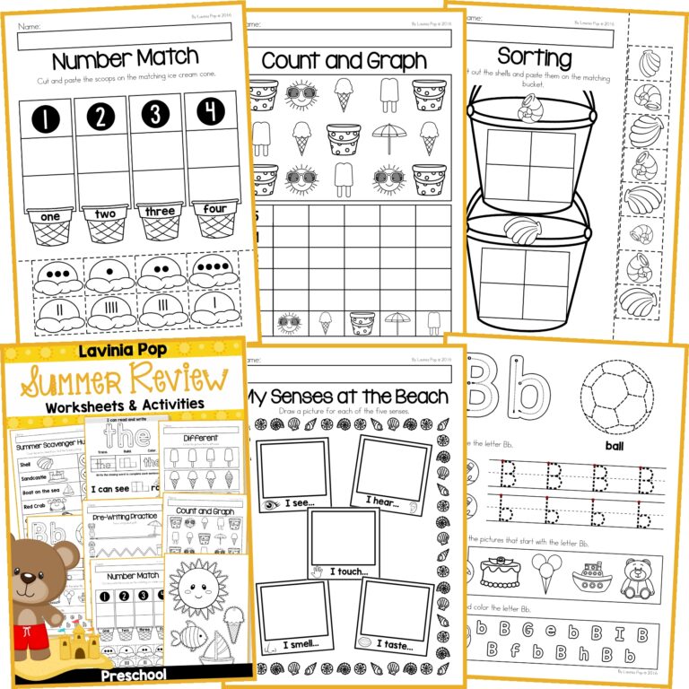 FREE Preschool Summer Review Worksheets and Activities No Prep - In My ...