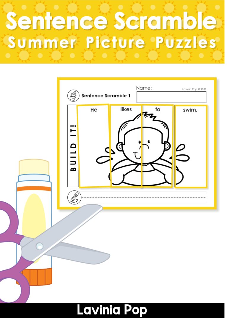 FREE Sentence Scramble: Summer Sentence Building Picture Puzzles - In ...
