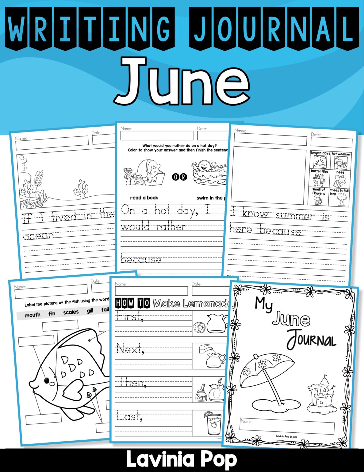 FREE June Writing Journal Prompts - In My World