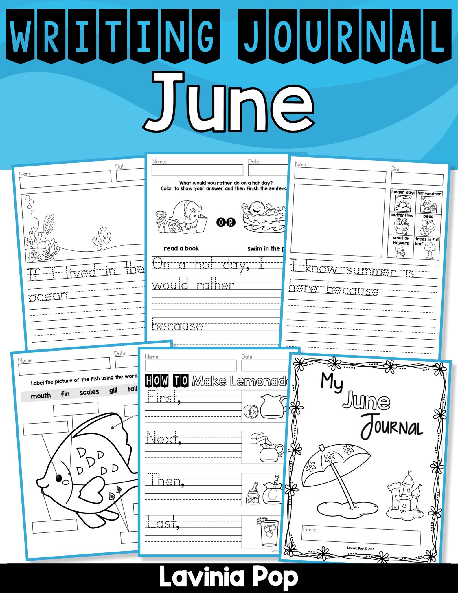 FREE June Writing Journal Prompts - In My World