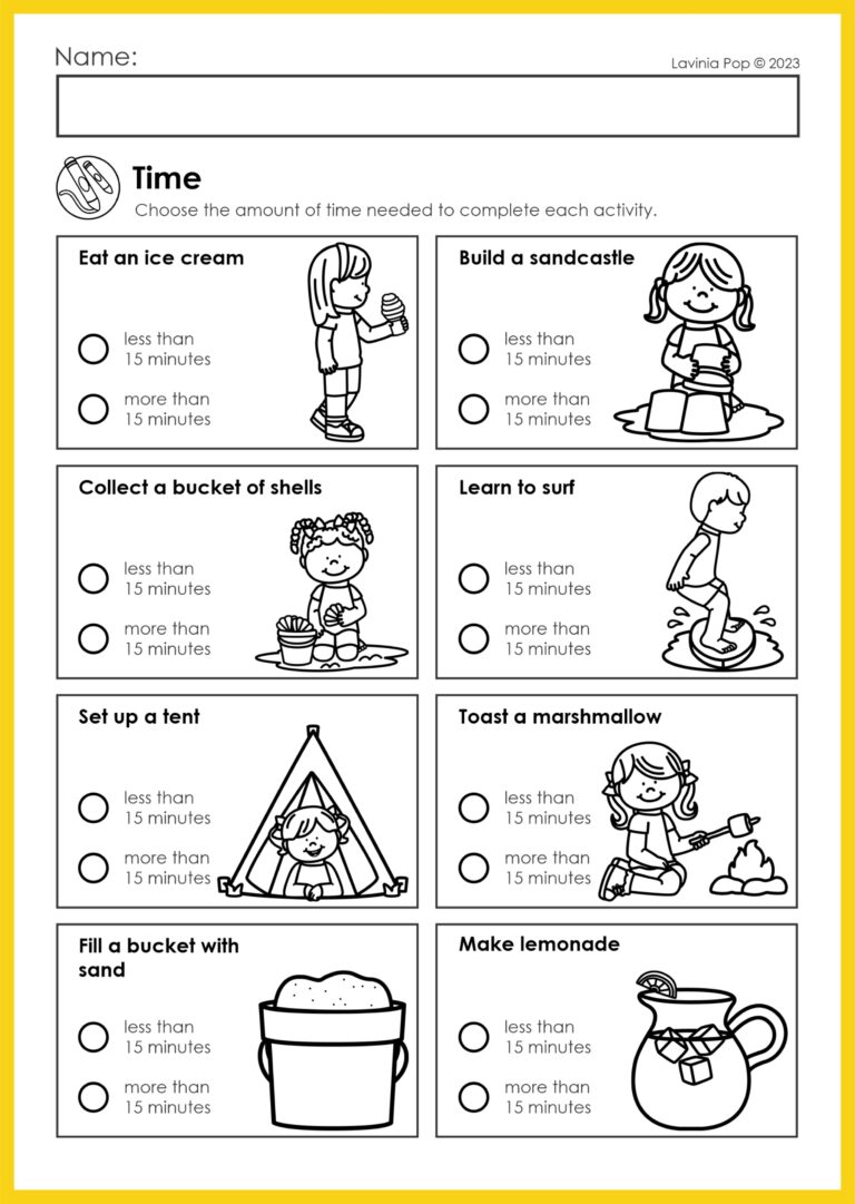 FREE Worksheets: Summer 1st Grade Worksheets and Activities No Prep ...