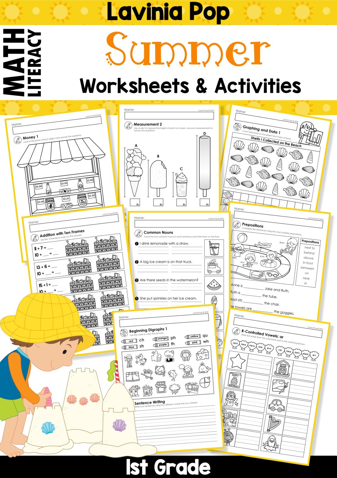 FREE Worksheets: Summer 1st Grade Worksheets and Activities No Prep ...