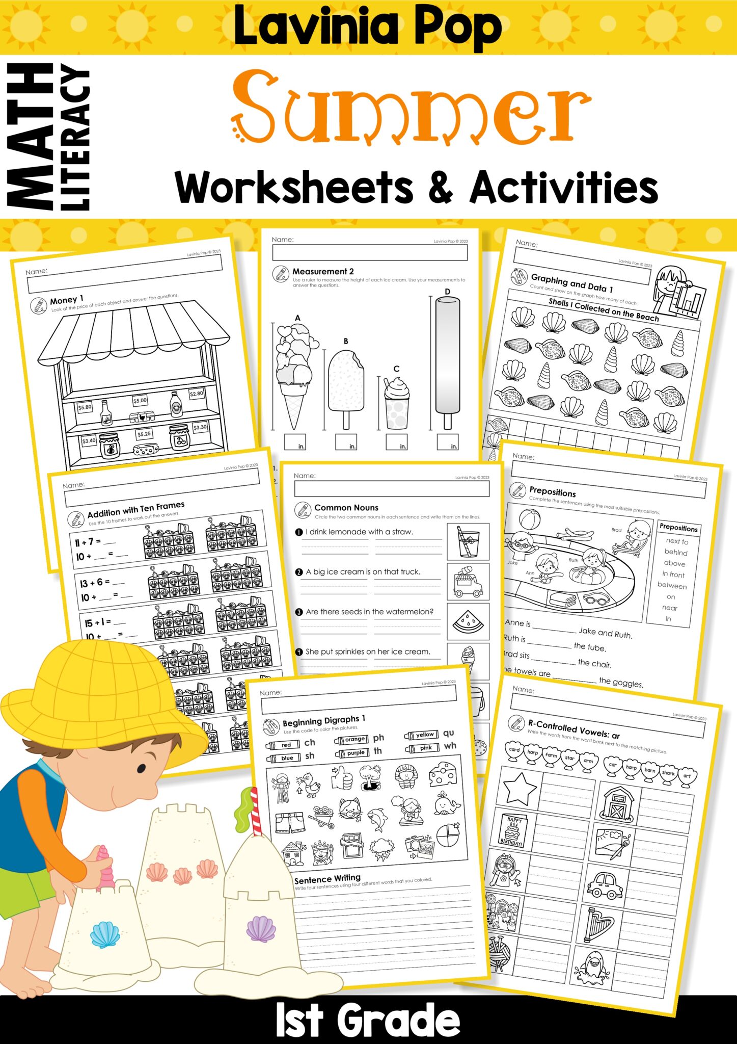 FREE Worksheets: Summer 1st Grade Worksheets and Activities No Prep ...