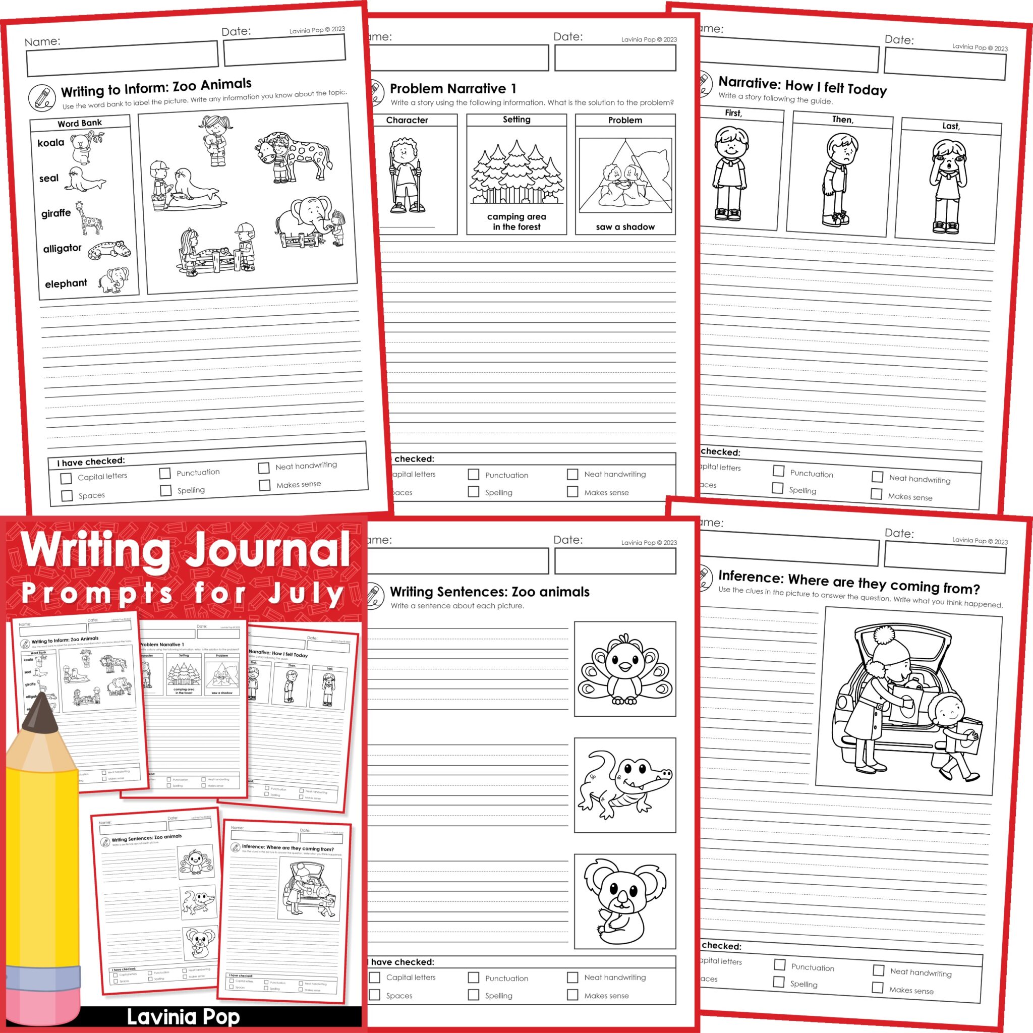 FREE Writing Journal: Prompts for July - In My World